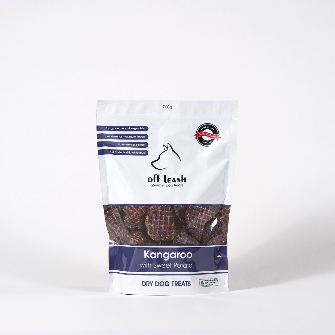Kangaroo and Sweet Potato Gourmet Dog Treats– Off Leash Pet Treats